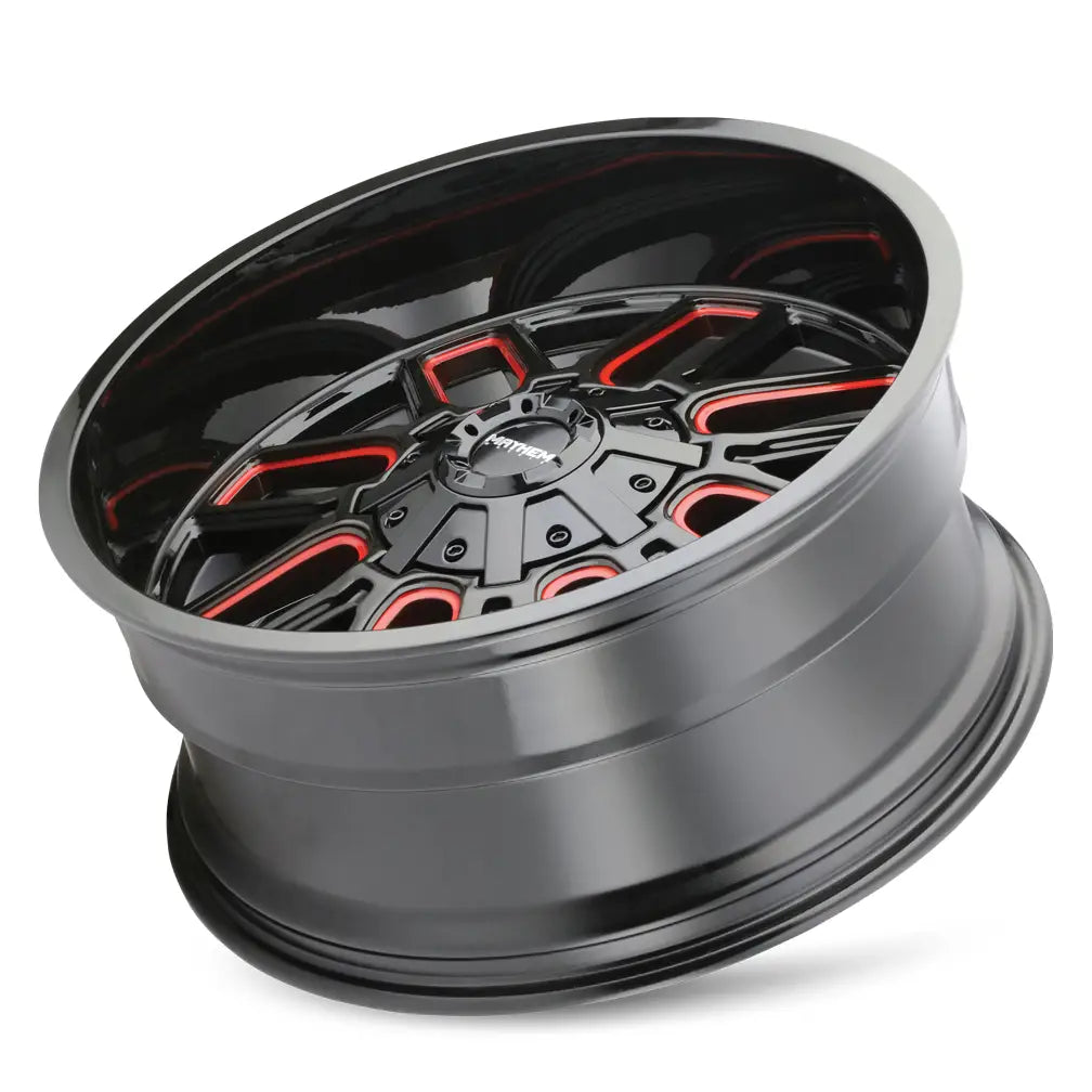 MAYHEM COGENT 8107 GLOSS BLACK MILLED PRISM RED 17x9 5x127/5x139.7 12MM ...